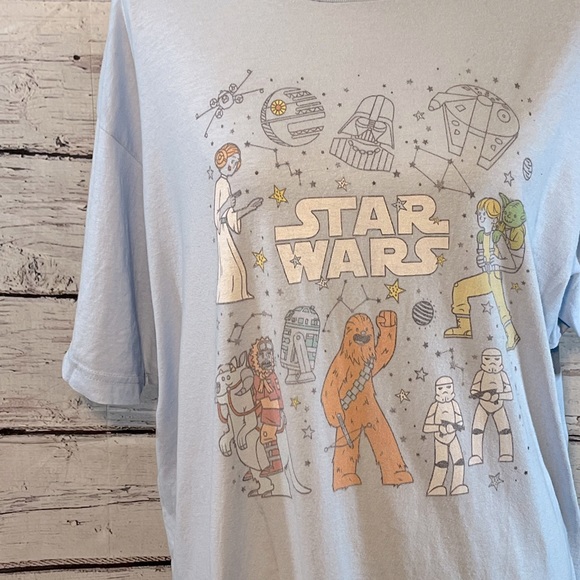 Star Wars | Tops | Star Wars Tshirt W Cartoon Graphics 0 Cotton Bluexl ...